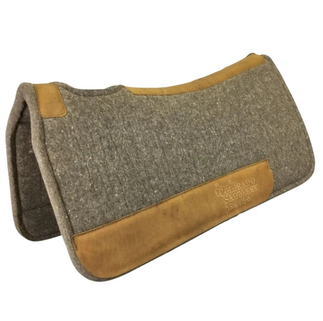 Colorado Chocolate Grey 100% Pressed Wool Saddle Pad with Brown Stitch ...