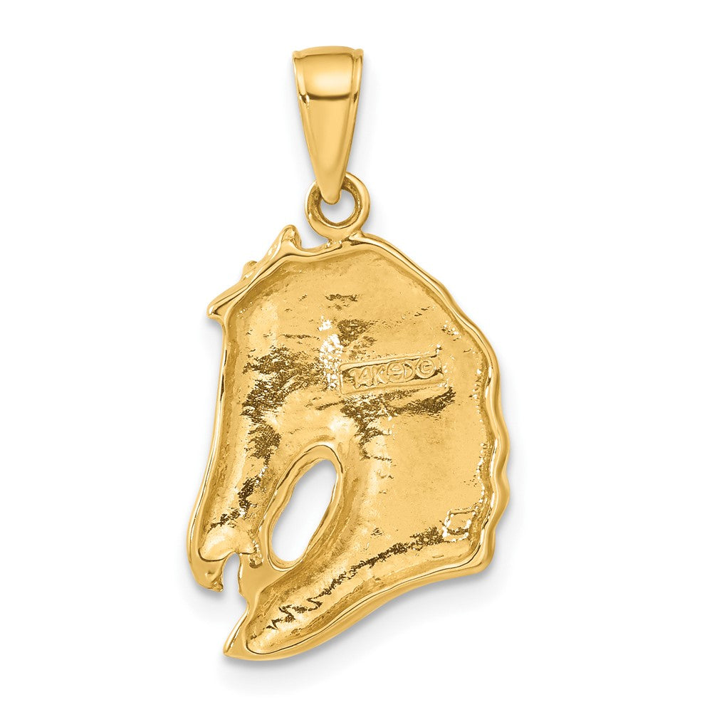 14k Yellow Gold Bridled Horse Head Pendant – BlackJack Horse Saddles