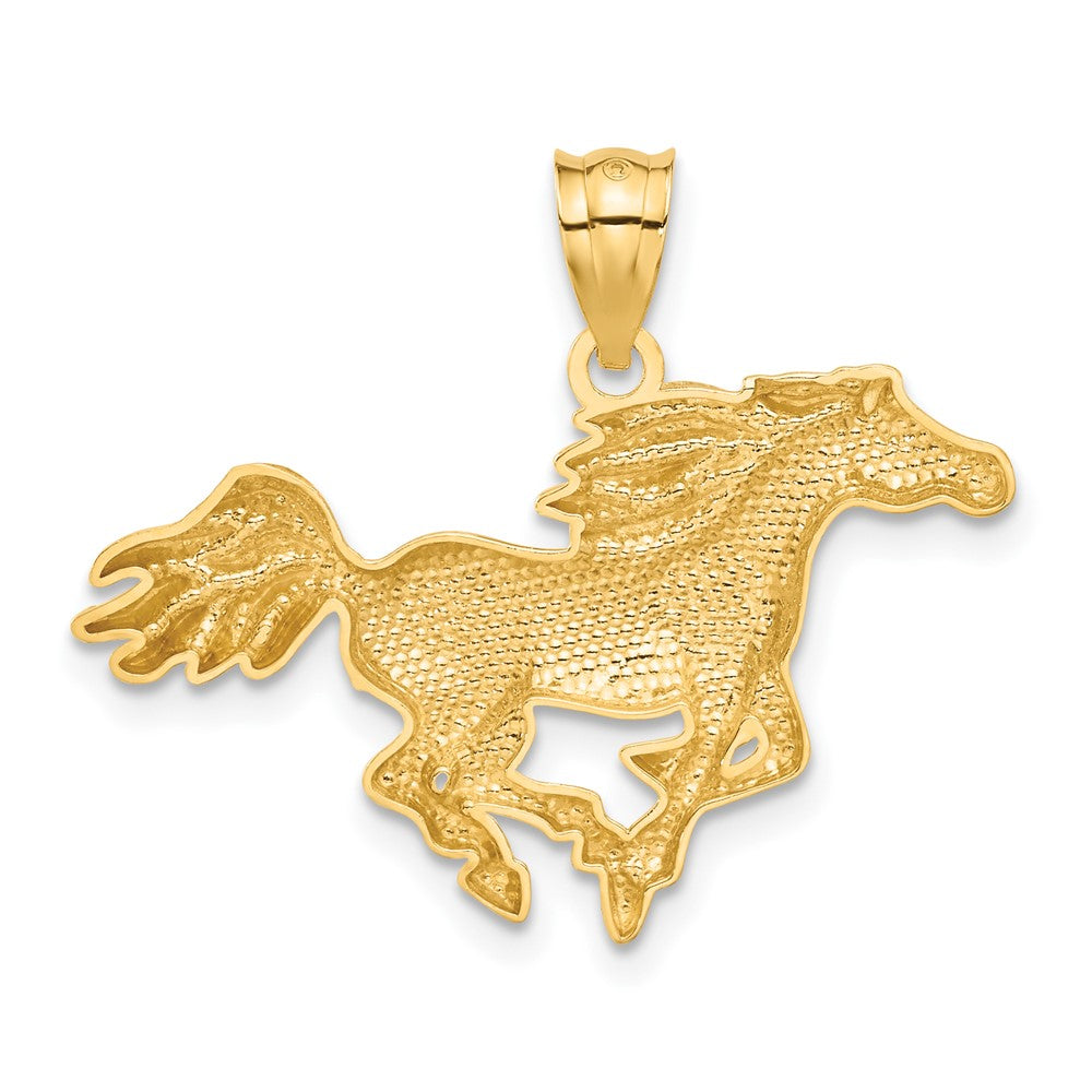 14k Yellow Gold Polished Galloping Horse Pendant – BlackJack Horse Saddles
