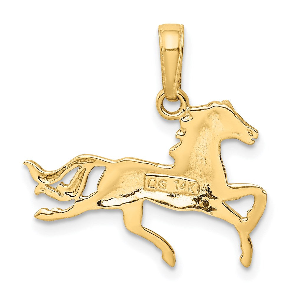 14k Yellow Gold Polished Running Horse Pendant, 20mm – BlackJack Horse ...